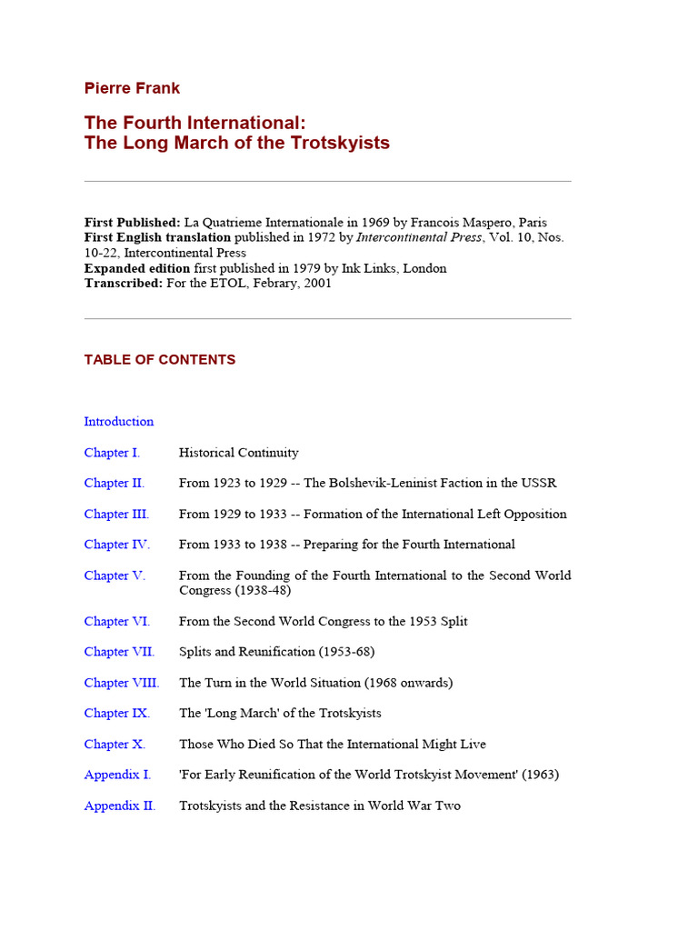 Pierre Frank Fourth International 1 | PDF | Leon Trotsky | Joseph Stalin