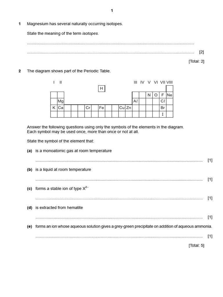 Atoms, Elements and Compounds QP2 | PDF | Chloride | Ion