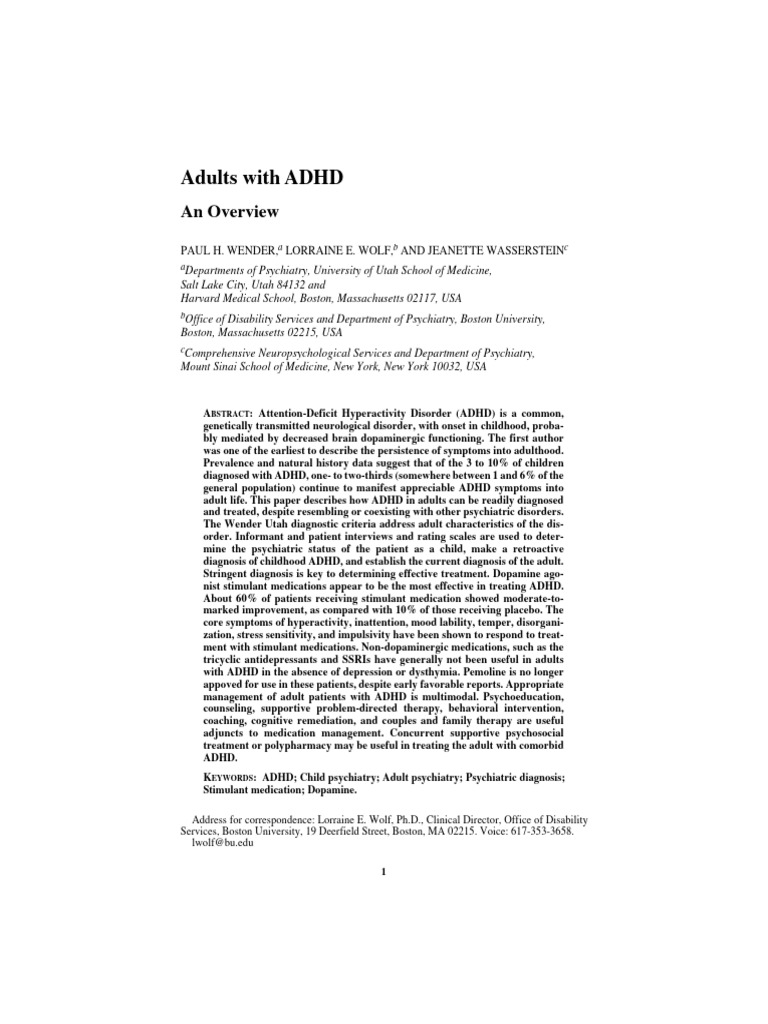 Adults With ADHD An Overview | PDF | Attention Deficit Hyperactivity ...