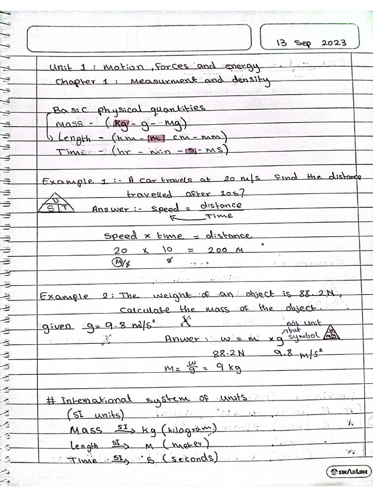 Physics Igcse Unit 1 (Chapter1 Measurement and Density) | PDF