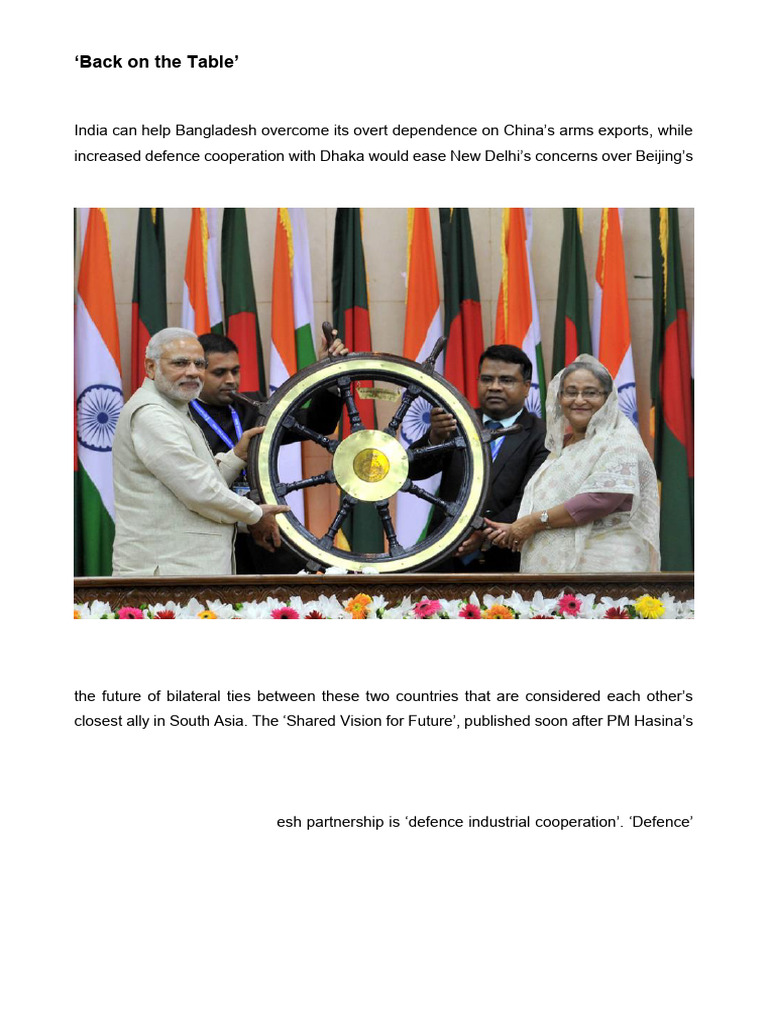 Back On The Table' - Decoding The New Delhi-Dhaka Defence Nexus-OrF ...