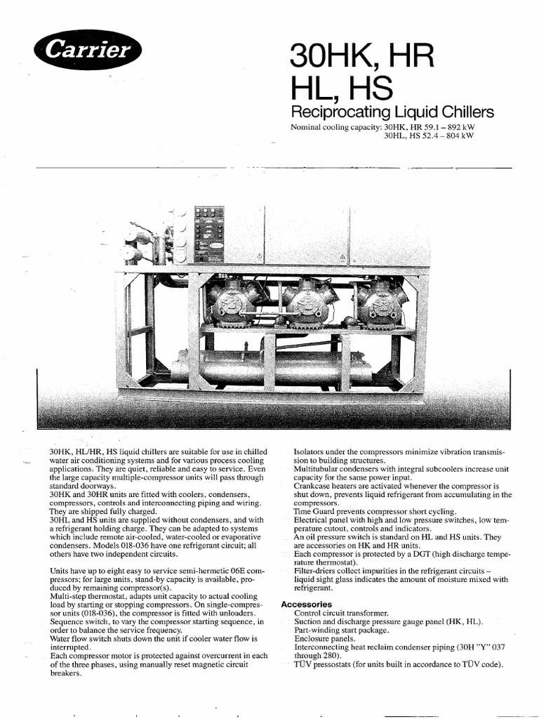 CARRIER 30-Series Chillers 10-1986 | PDF