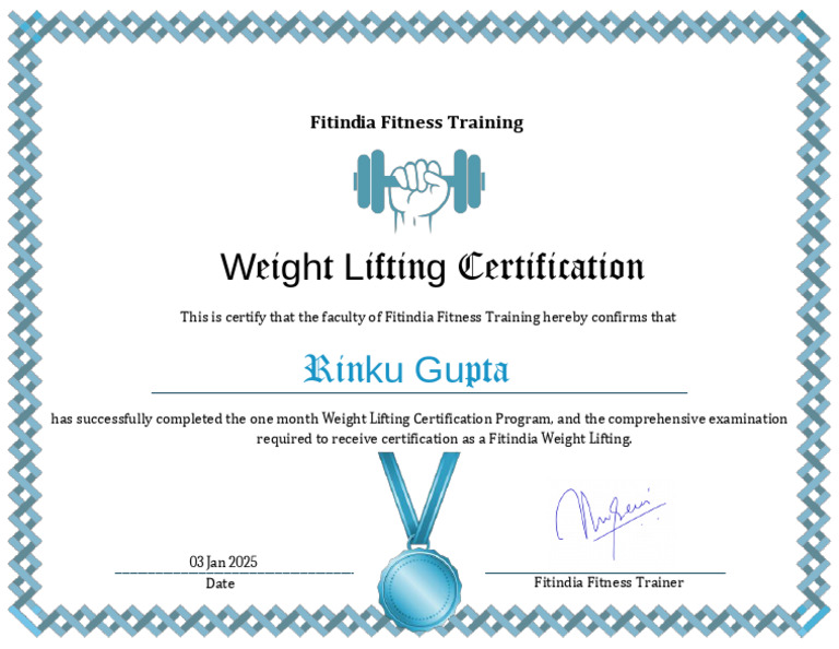 Weight Lifting Certification | PDF