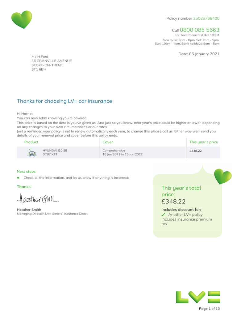 LV= Car Insurance Policy Details | PDF | Vehicle Insurance | Insurance