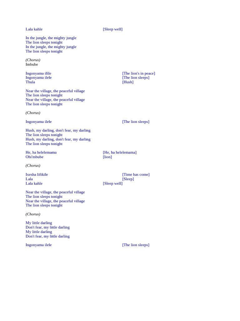 Lullaby in the Jungle | PDF