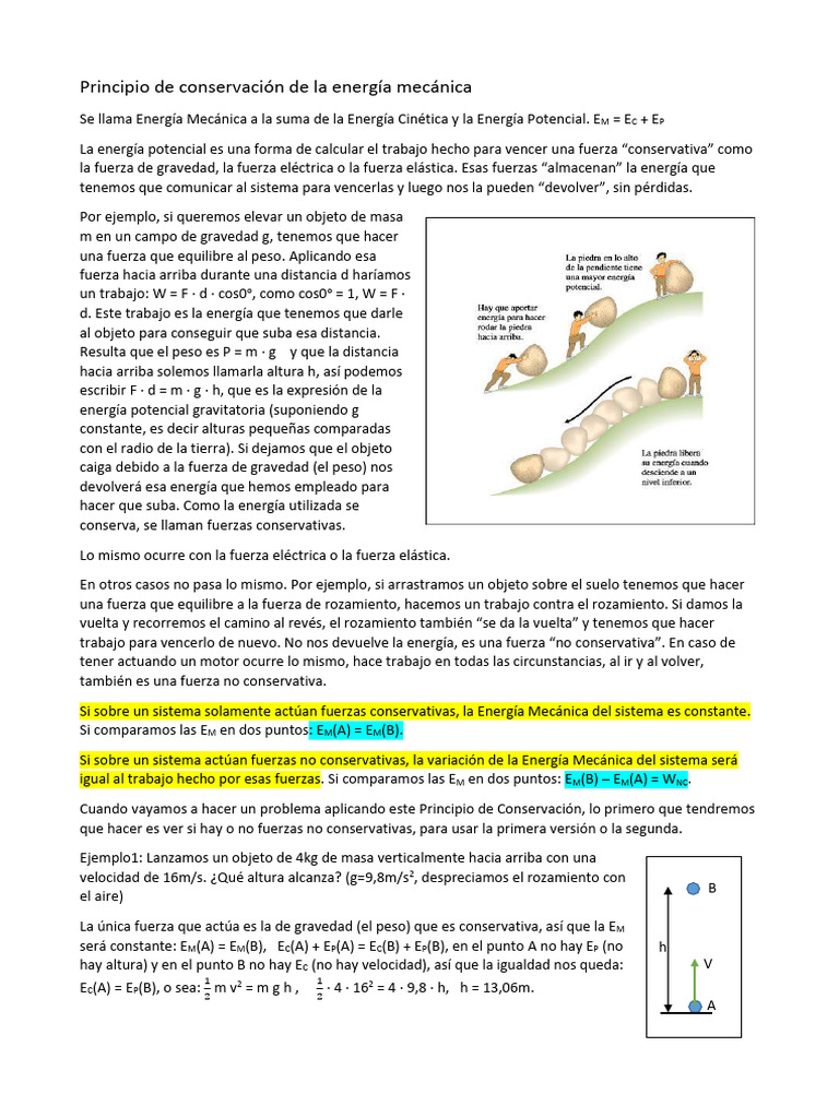 Conservación de la Energía Mecánica | PDF | Fuerza | Energía potencial