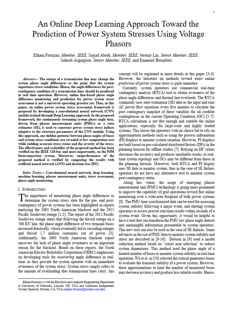 An Online Deep Learning Approach Toward The Prediction of Power System Stresses Using Voltage ...