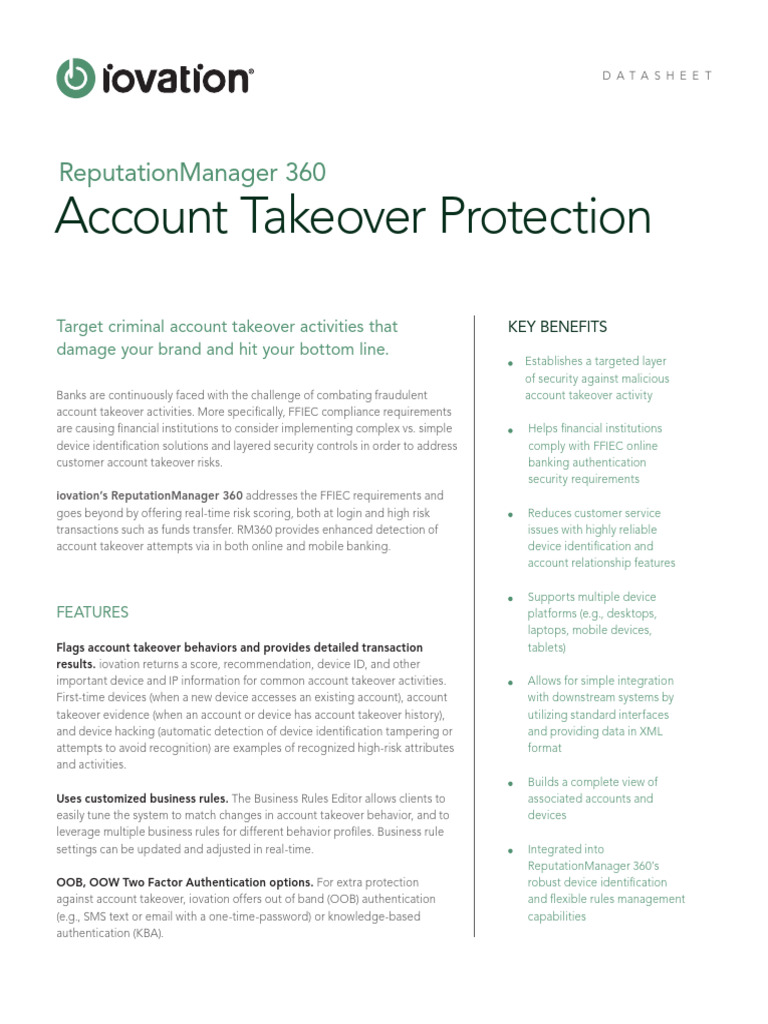 Iovation Account Takeover Protection Datasheet Fs | PDF | Computer ...