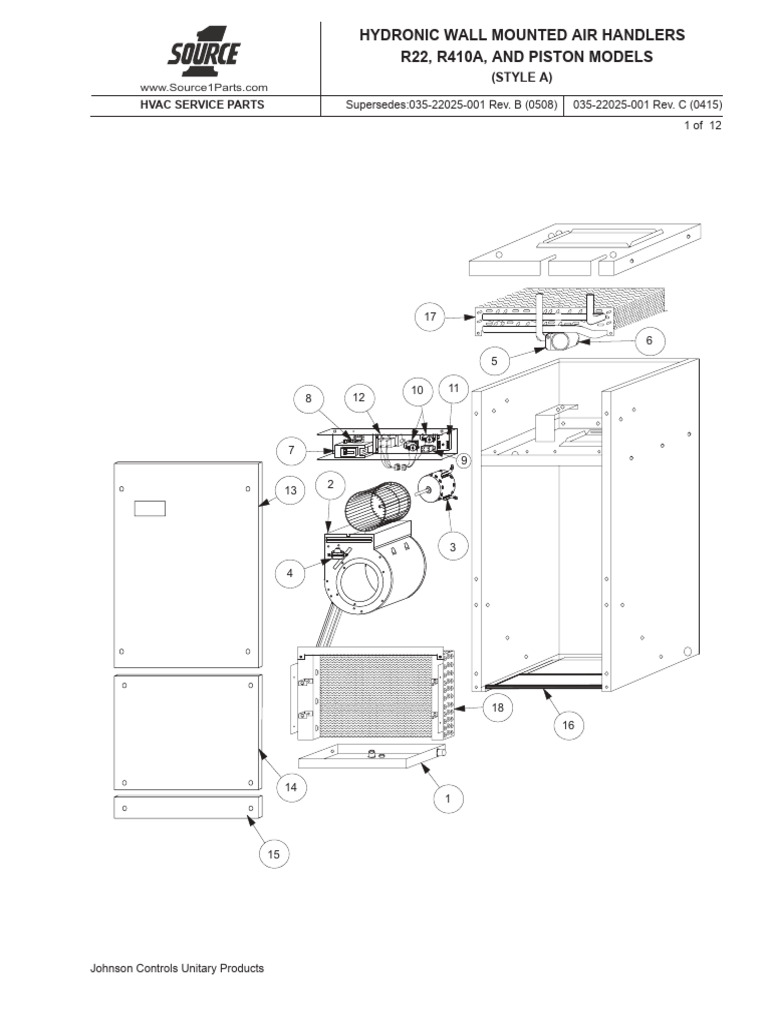 York - Source 1 - HWN and HWW Hydronic Wall-Mounted Air Handlers | PDF ...