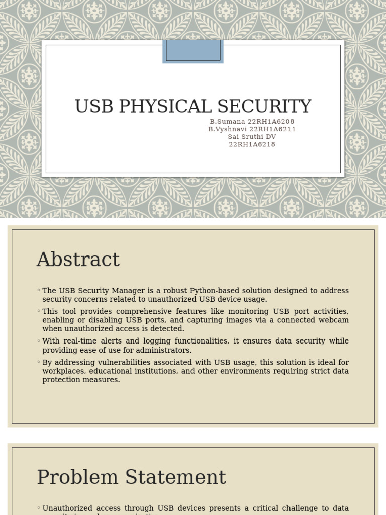 Usb Physical Security | PDF | Security | Computer Security