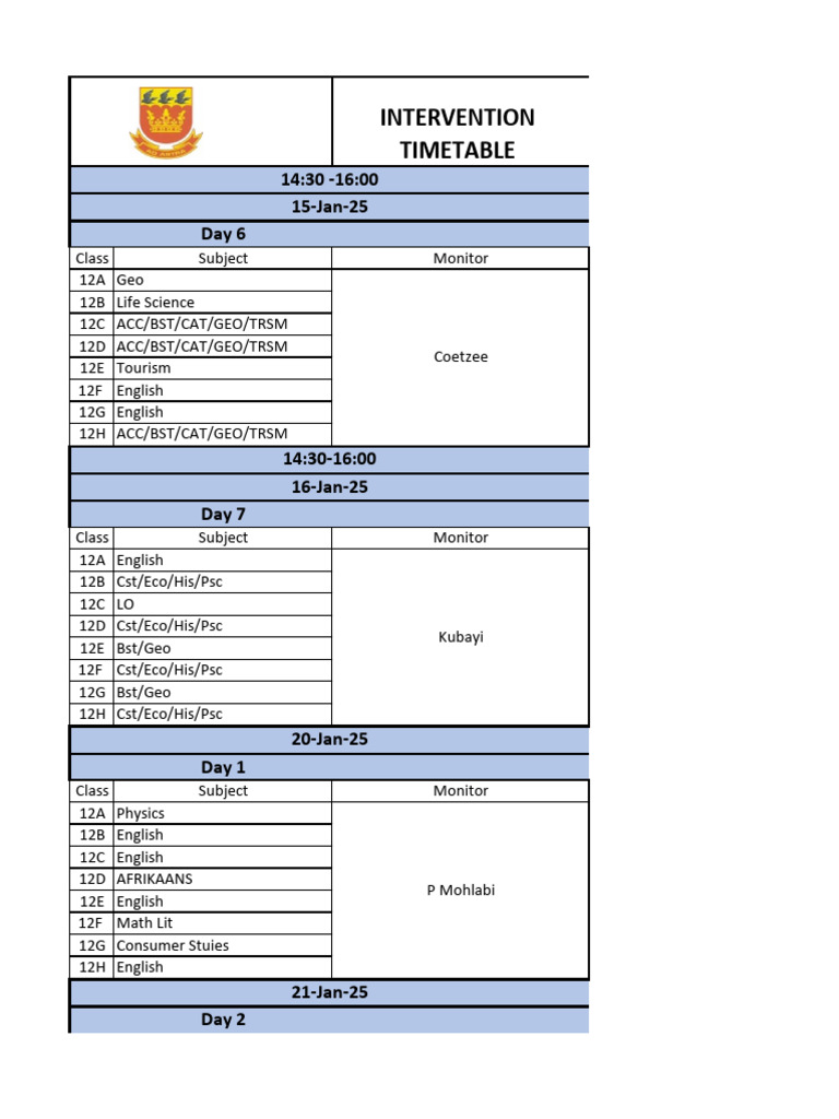 INTERVENTION PROGRAM 2025 Term 1 Week | PDF