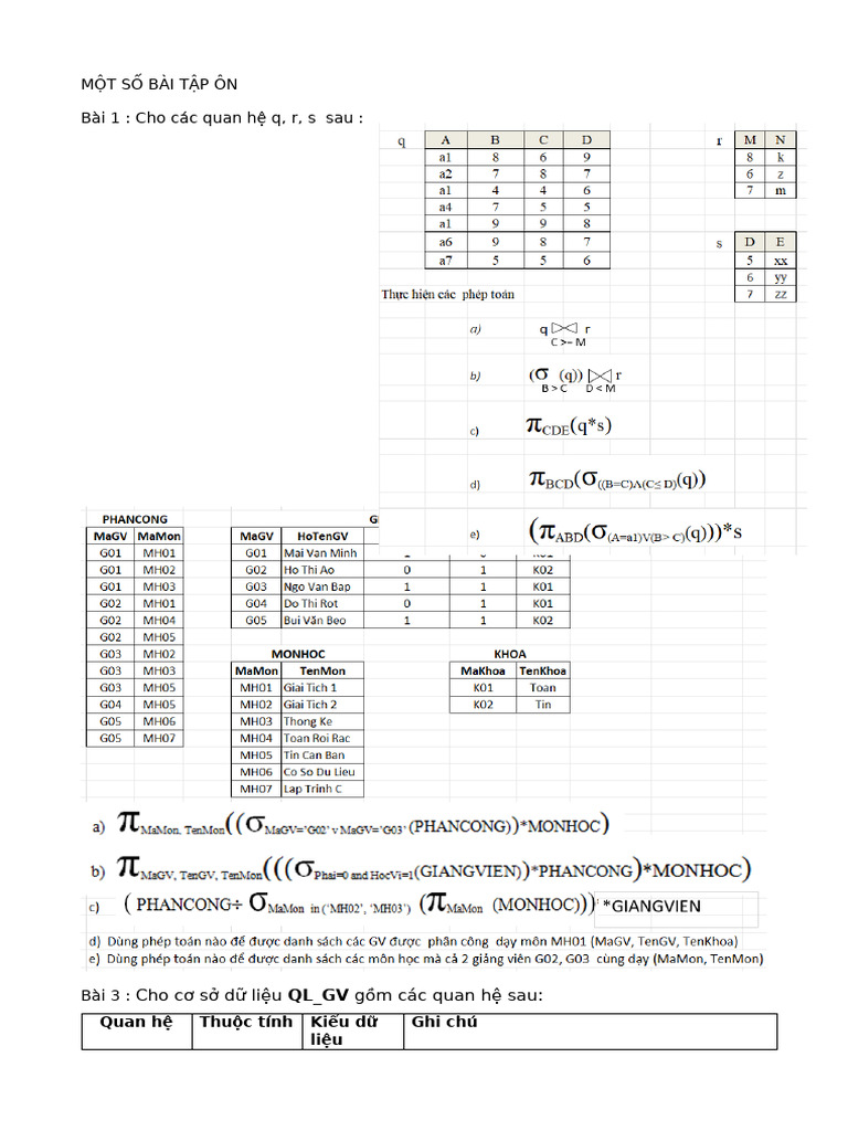 On Tap Giua Ky CSDL | PDF