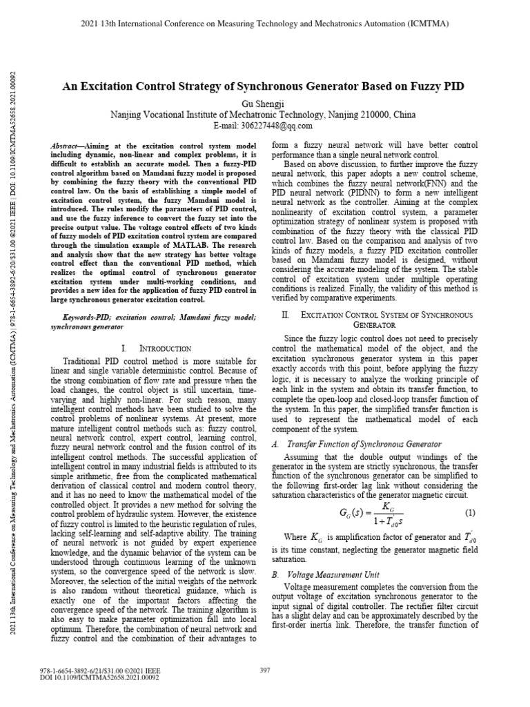 An_Excitation_Control_Strategy_of_Synchronous_Generator_Based_on_Fuzzy_PID | PDF