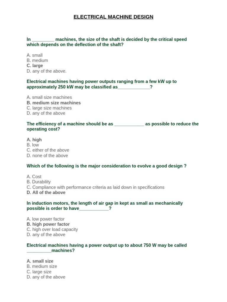Electrical Machine Design Fundamentals | PDF | Transformer | Electric Motor
