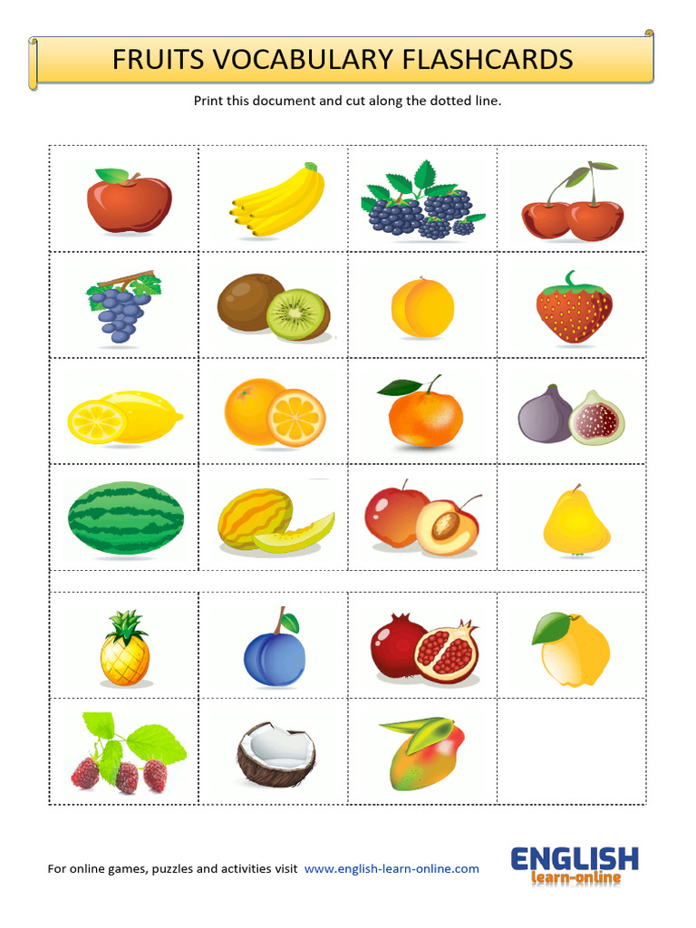 Fruits Vocabulary Flashcards | PDF