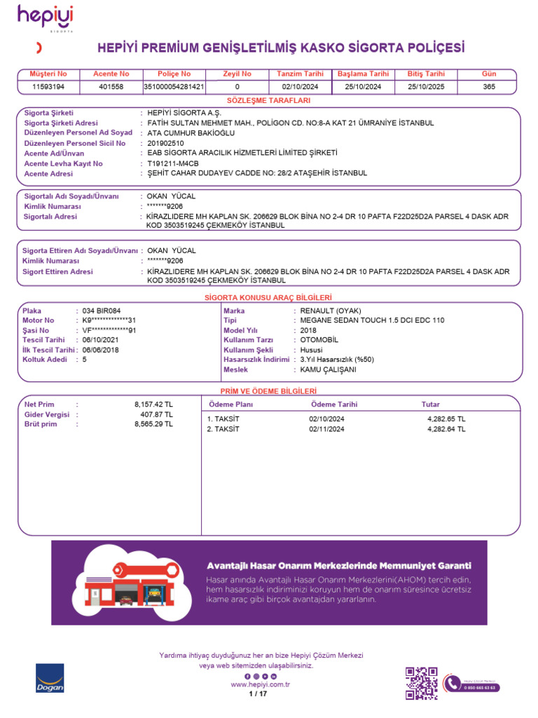 Okan Yücal Hepi̇yi̇ Kasko | PDF