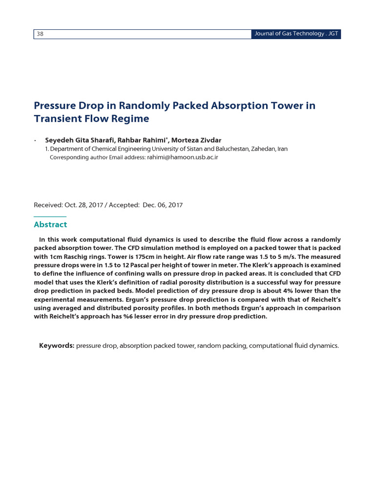 JGT - Volume 3 - Issue 1 - Pages 38-47 | PDF | Fluid Dynamics | Porosity