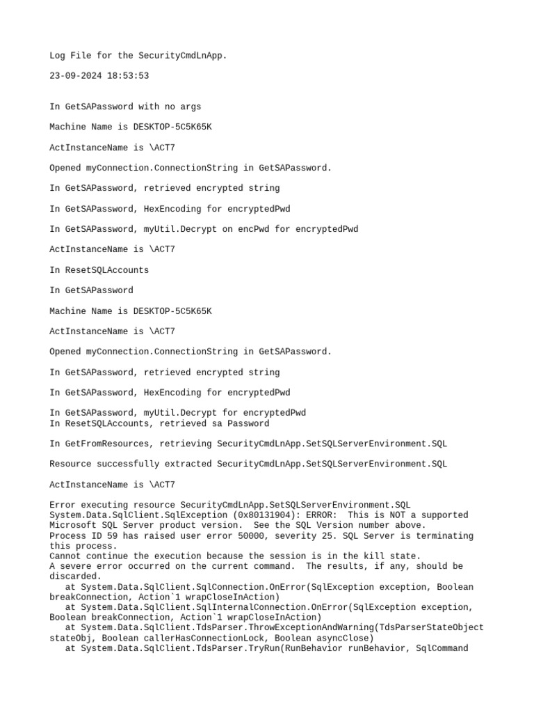 SecurityCmdLnApp LogFile | PDF | Boolean Data Type | Microsoft Sql Server