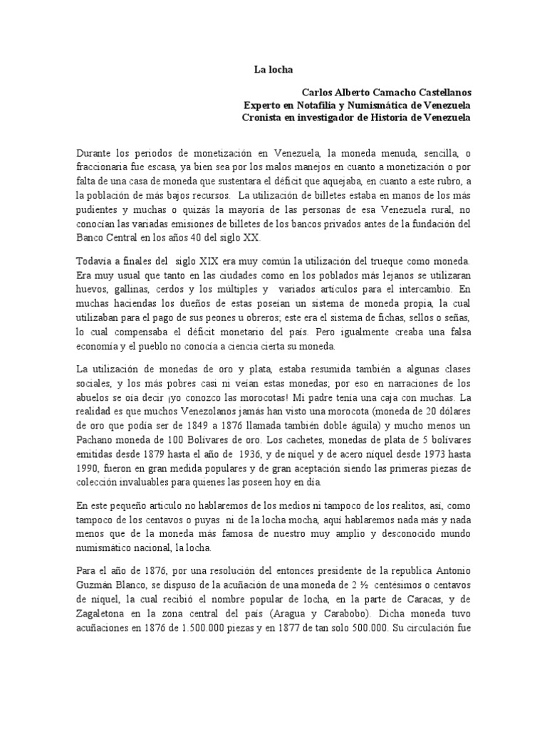 La Locha | PDF | Monedas | Venezuela