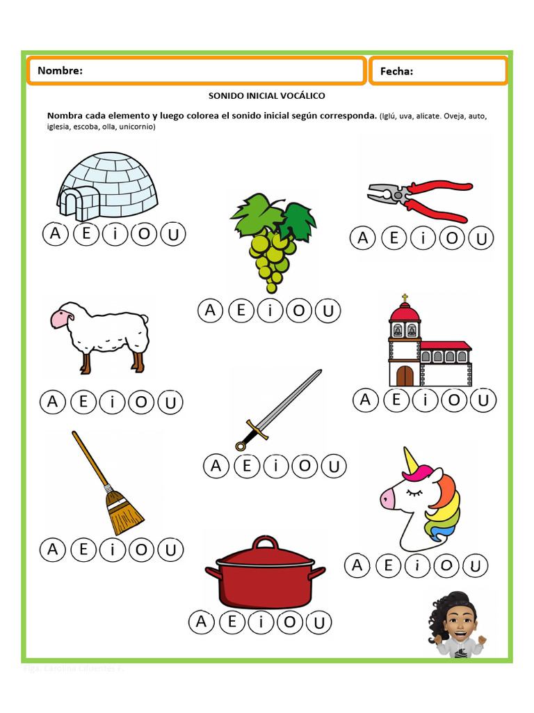 Rellena El Sonido Inicial Vocales | PDF