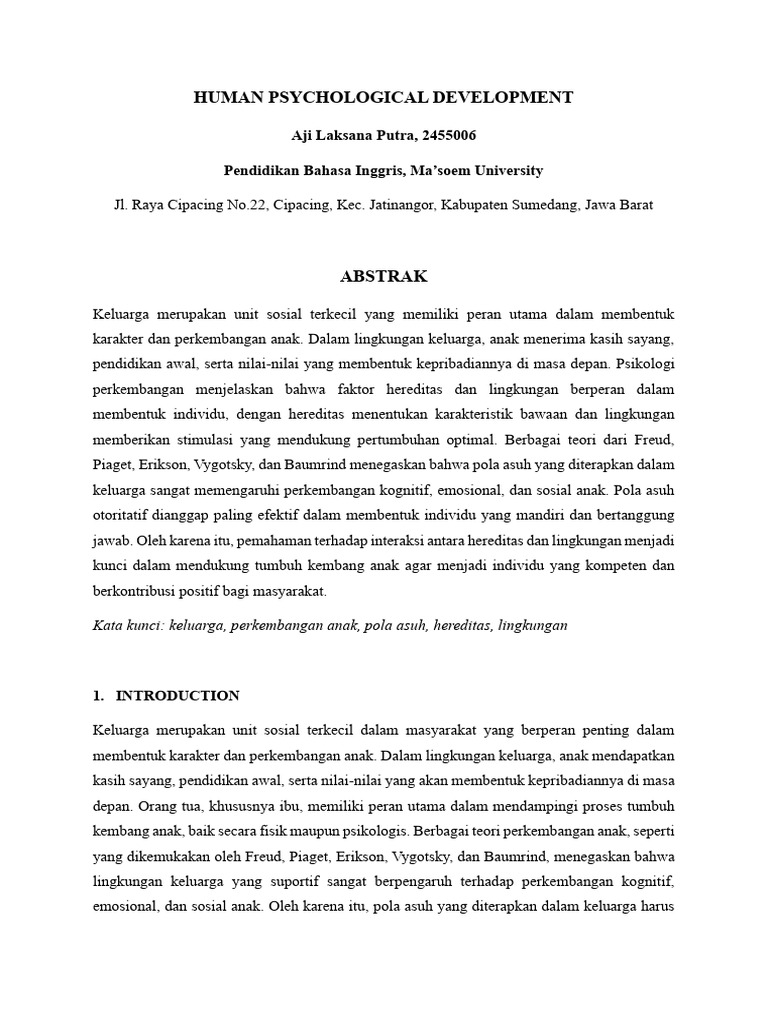 HUMAN PSYCHOLOGICAL DEVELOPMENT | PDF