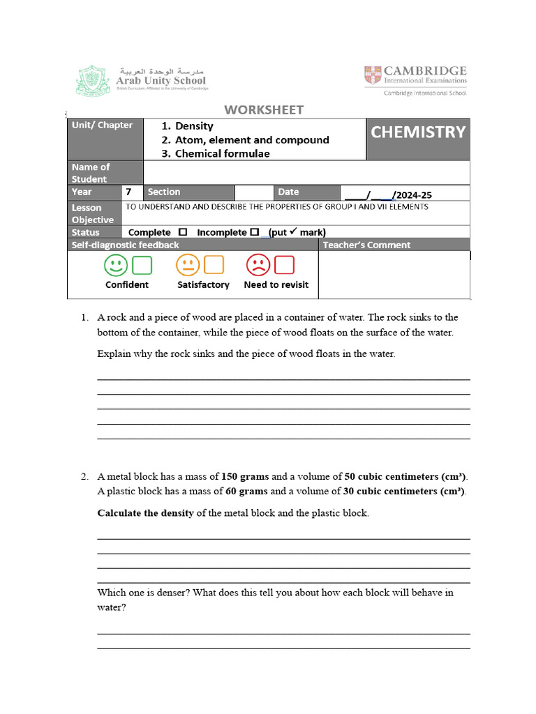 Year-7_CT-2 Worksheet | PDF | Sodium Chloride | Sodium