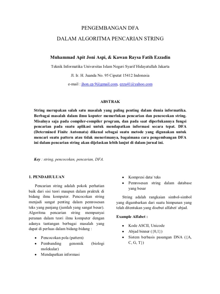 An Dfa Dalam Algoritma Pencarian String | PDF | Komputer