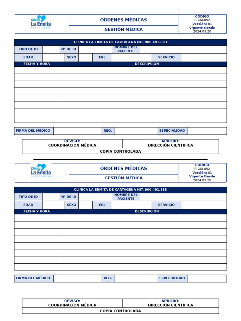 R-GM-052 Ã_RDENES MÃ_DICAS | PDF | Cuidado de la salud
