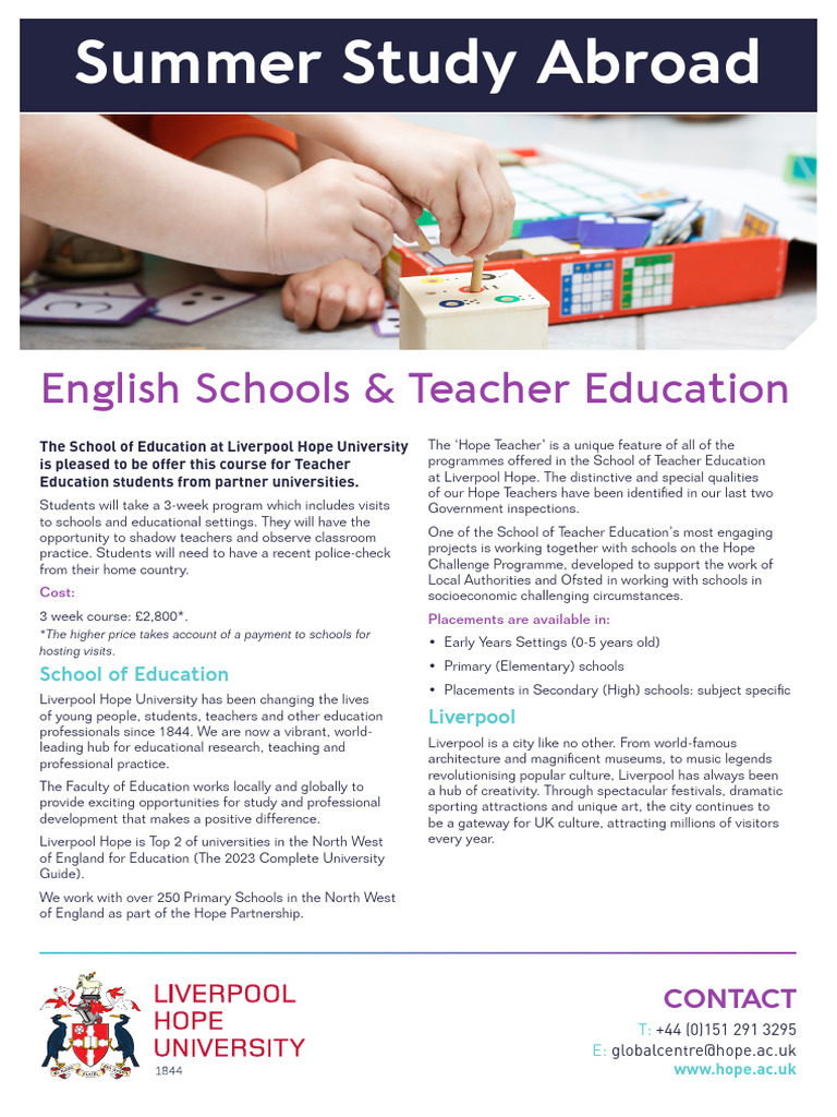 Summer Study Abroad English Schools Teacher Education 051124 | PDF ...