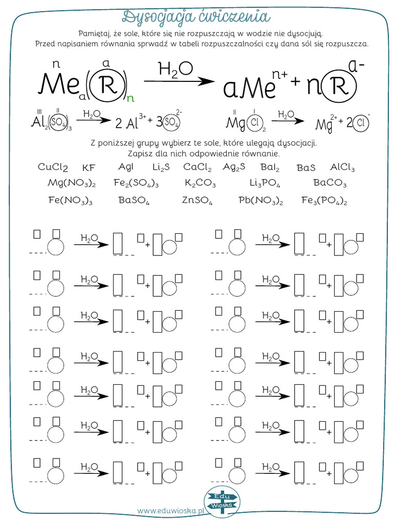 Sole Dysocjacja Ćwiczenia | PDF