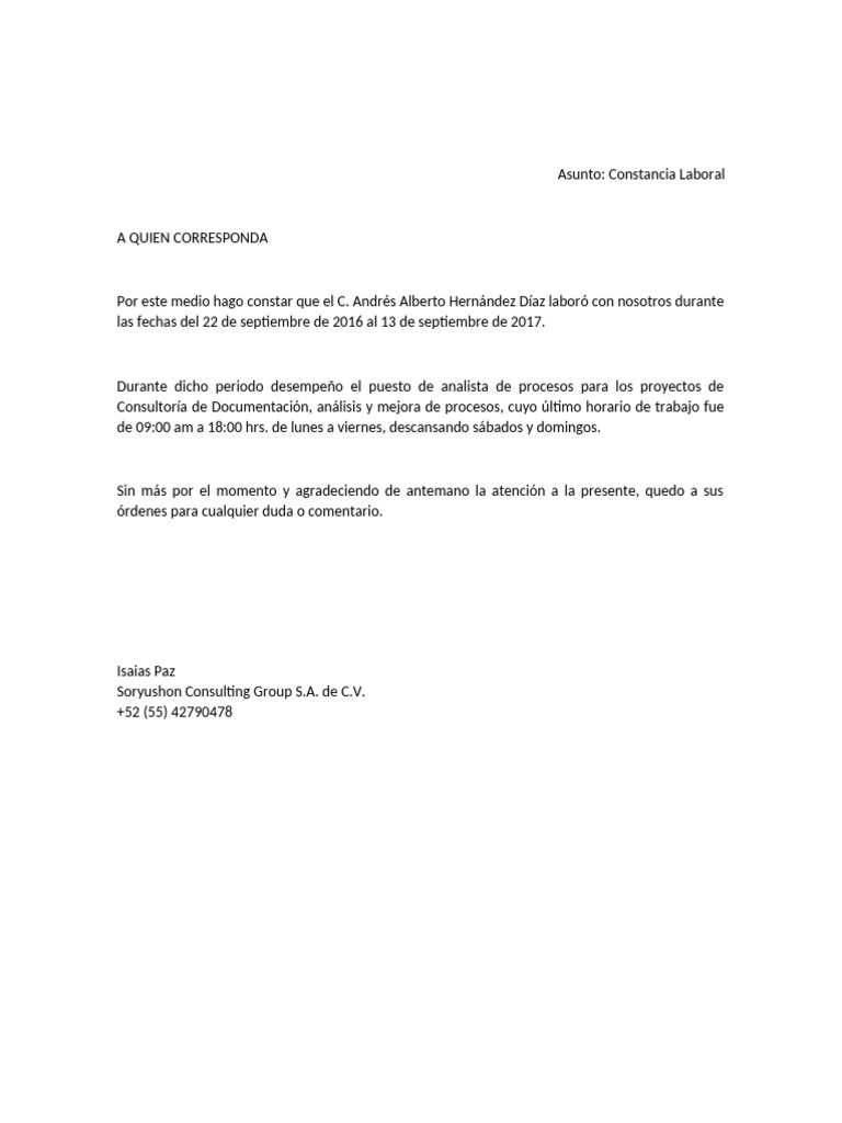 Contancia Laboral | PDF