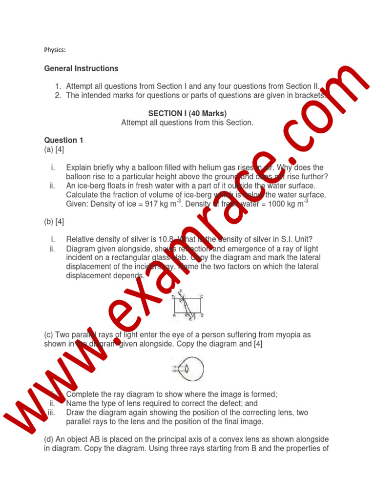 Physics Exam: Concepts & Calculations | PDF | Wavelength | Incandescent ...
