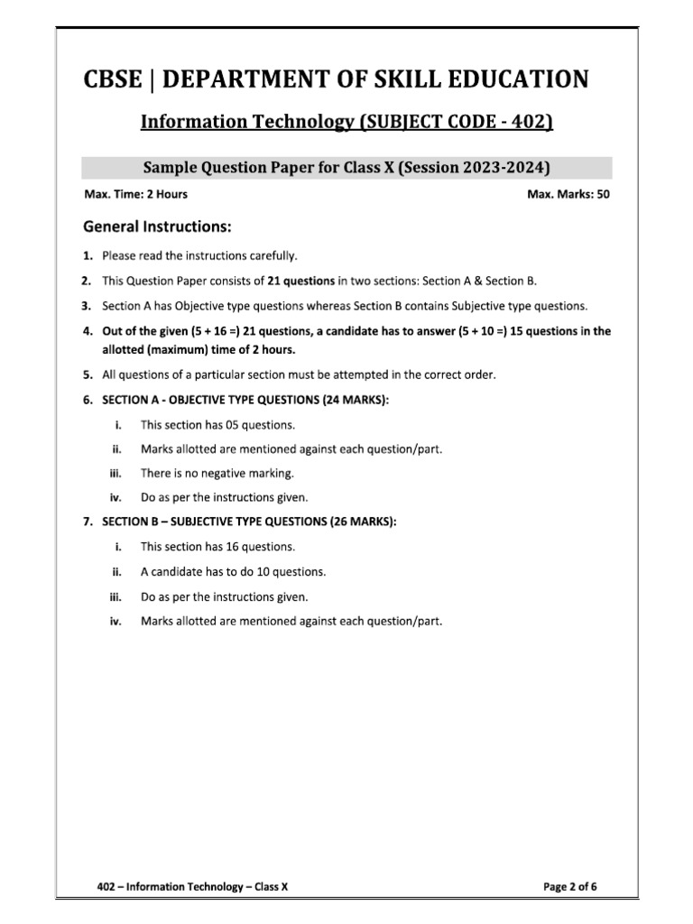 402 - It Sample Paper | PDF