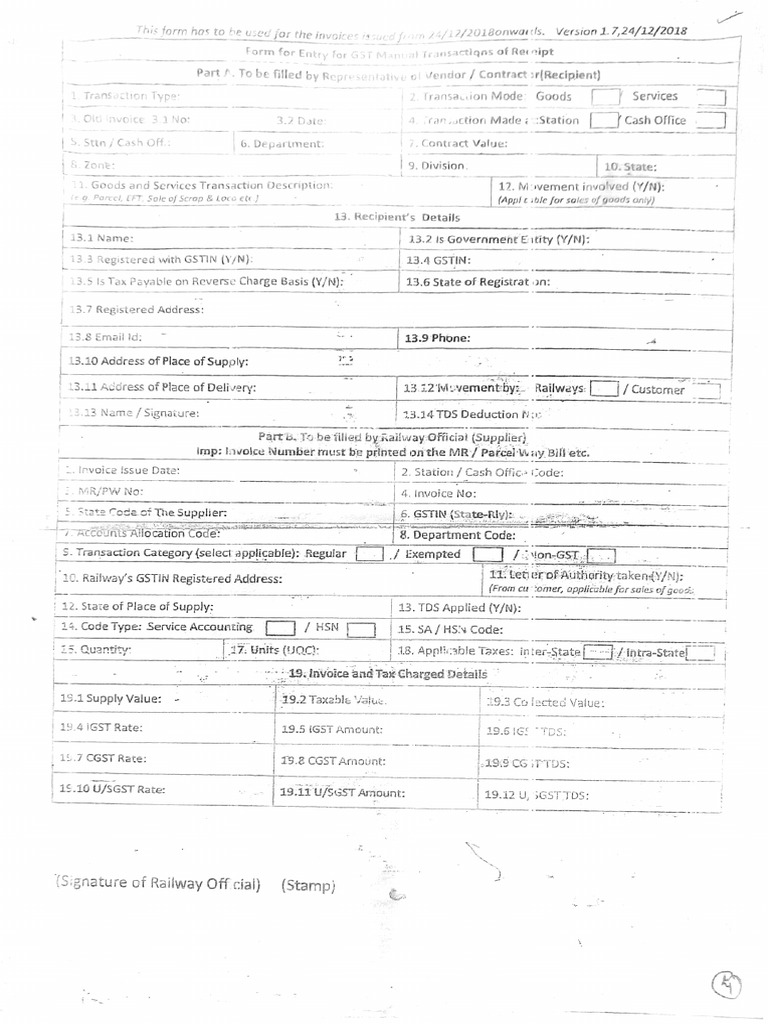 GST Invoice and Railway Receipt Form | PDF | Invoice | Government Finances