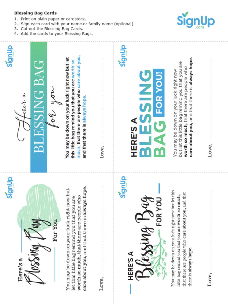 Blessing Bag Card Instructions | PDF