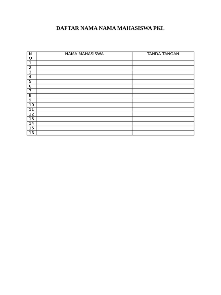 CONTOH ABSEN KOSONG | PDF