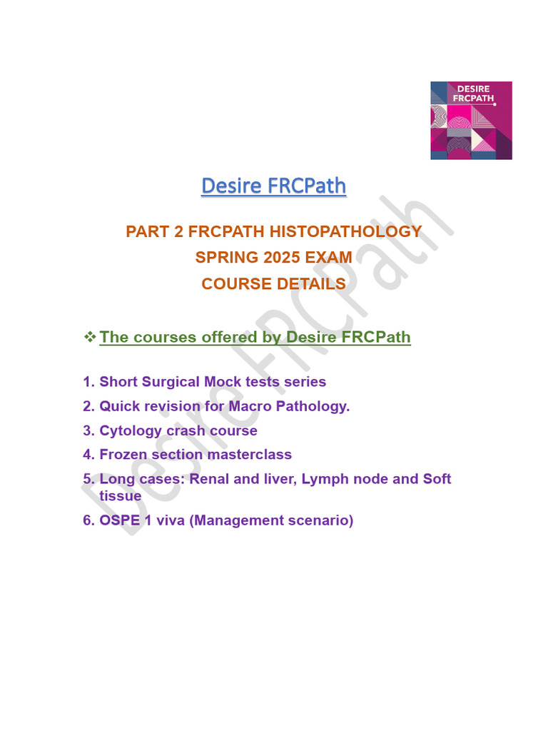 Desire FRCPath Part 2 Guide | PDF | Cytopathology | Medical Specialties