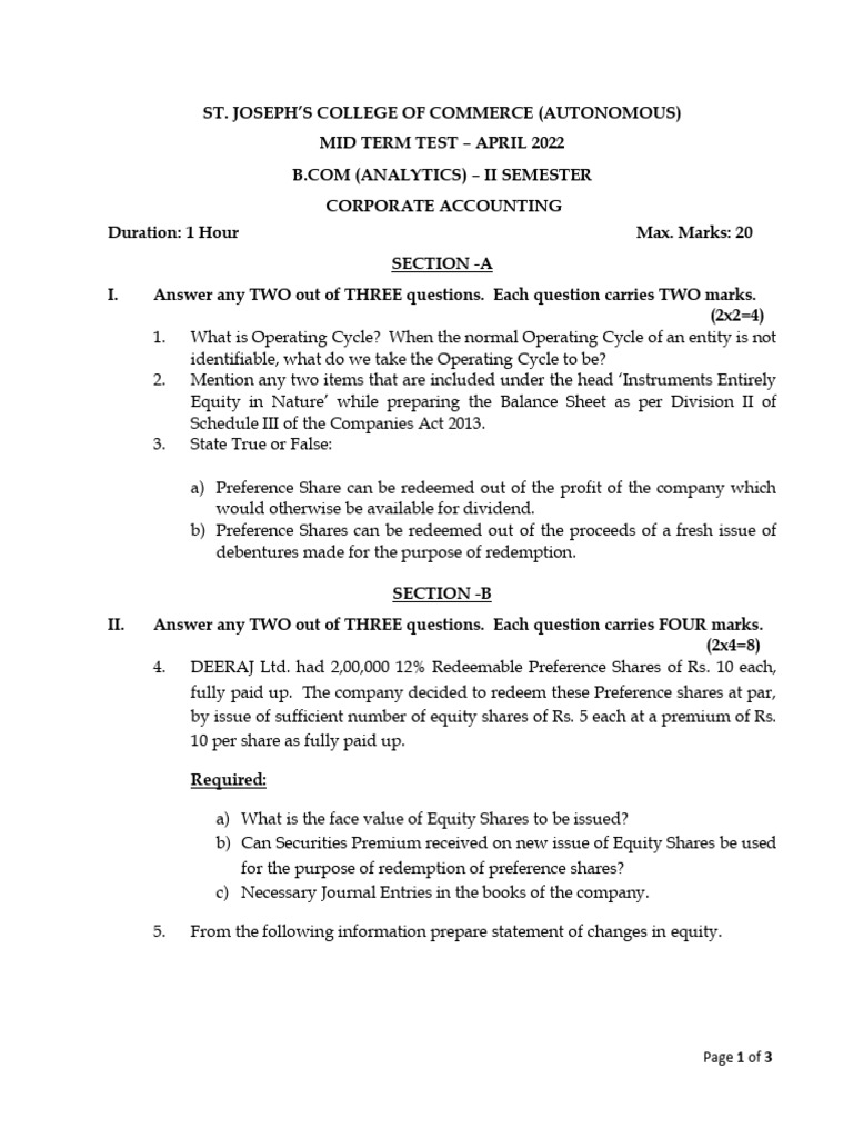 Corporate Accounting Pyq 2 2 | PDF | Dividend | Equity (Finance)