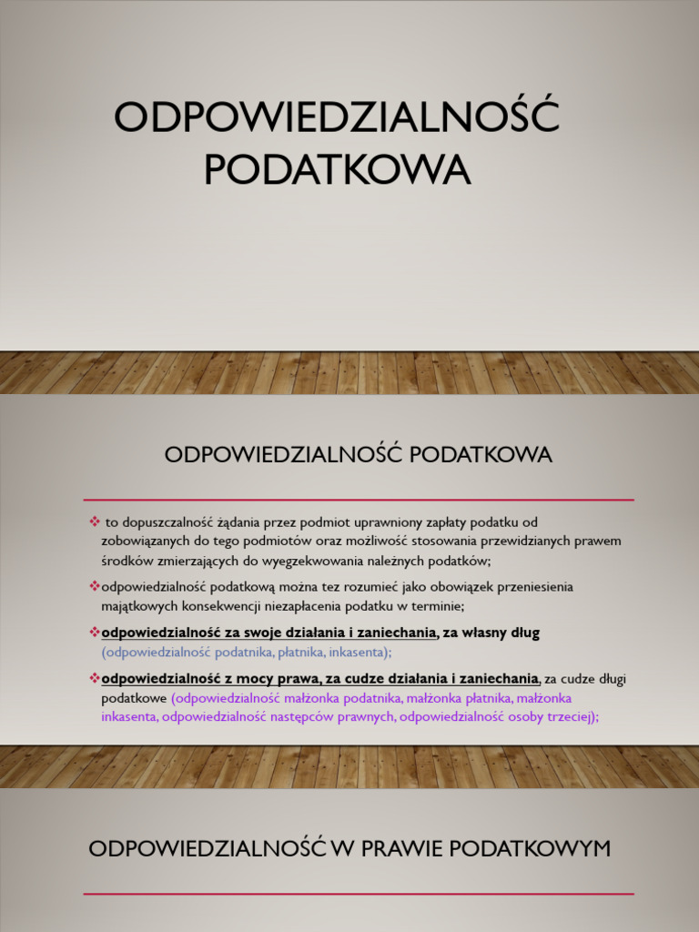 Odpowiedzialność W Prawie Podatkowym-Kopia | PDF