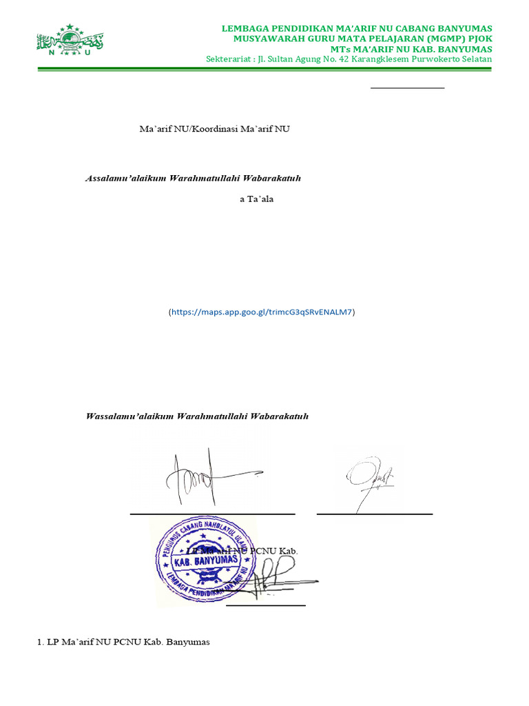 Surat Undangan MGMP BINDO | PDF