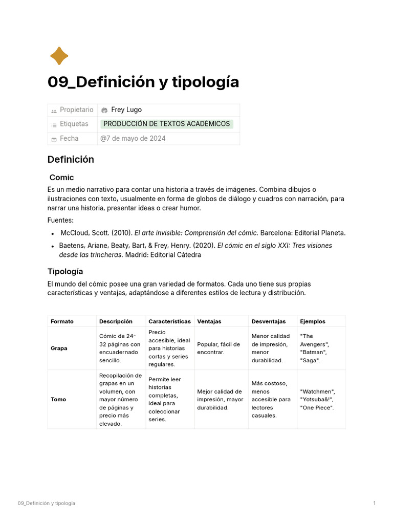 Tipos de Cómics: Formatos y Características | PDF | Cómics | Publicación
