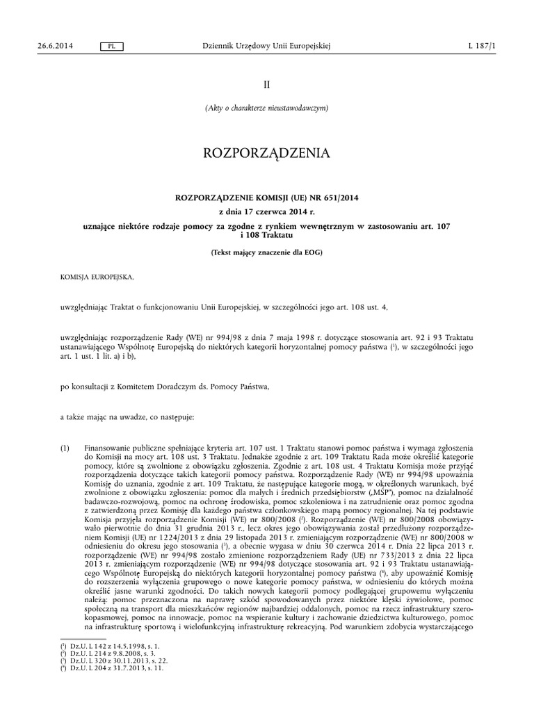 Celex 32014R0651 PL TXT | PDF