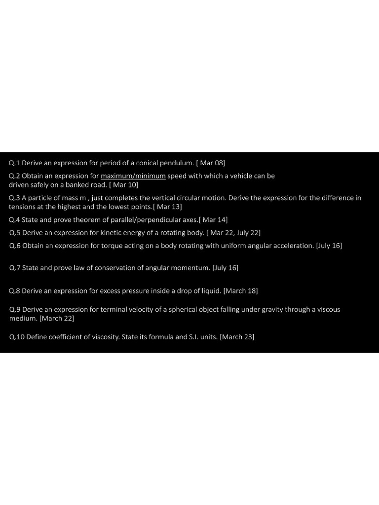 Physics IMP Derivations | PDF