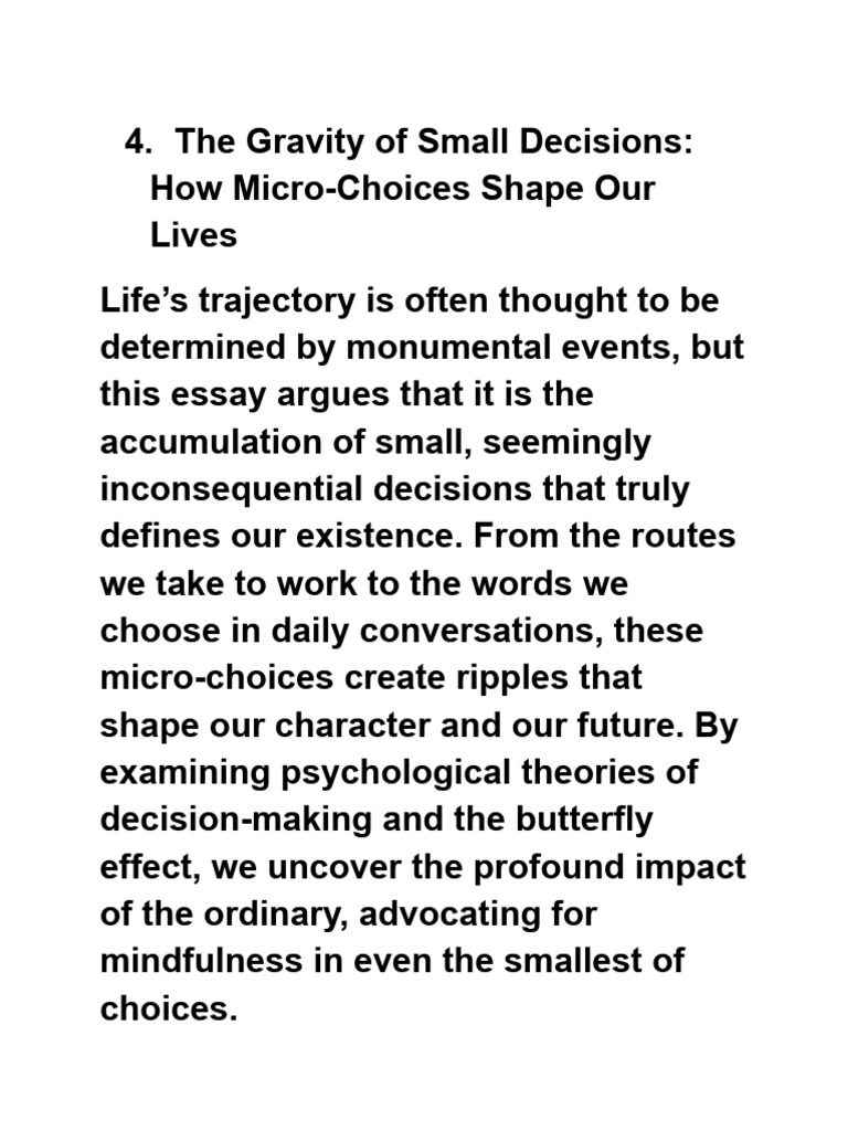 Impact of Micro-Choices on Life | PDF