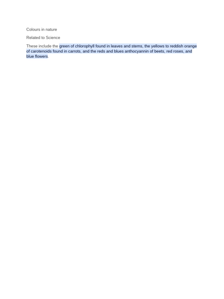 Nature's Colors: Chlorophyll & Carotenoids | PDF