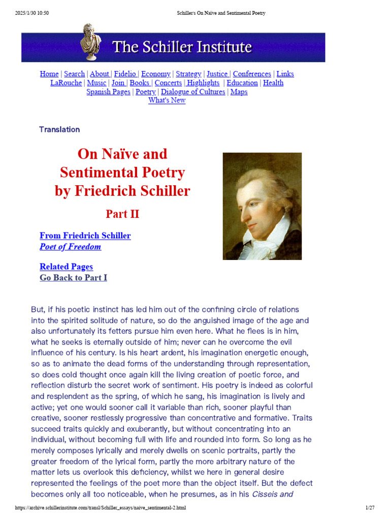 Schiller's On Naïve and Sentimental Poetry | PDF | Poetry | Reality