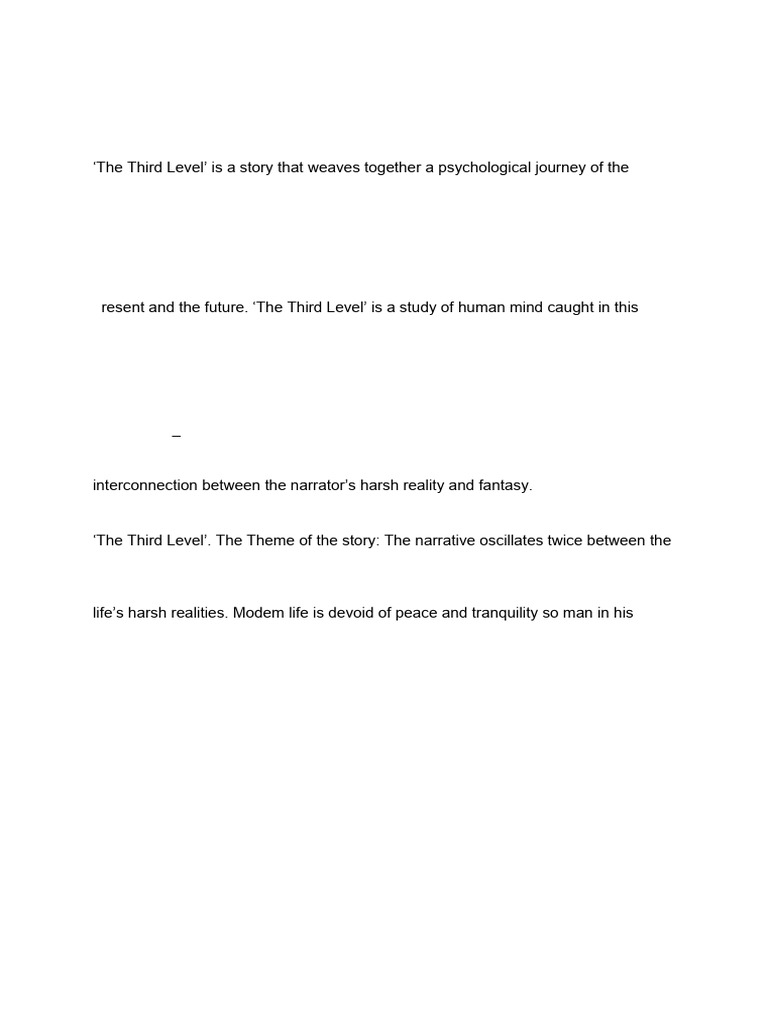 Important Questions on The Third Level | PDF
