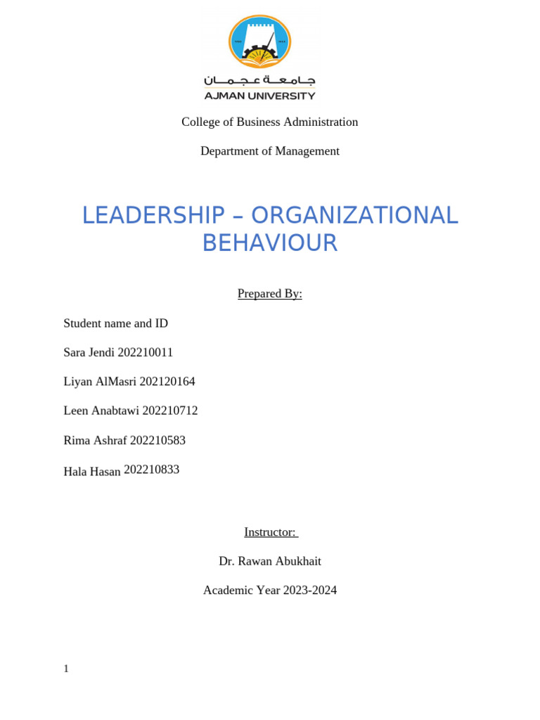 OB Project 2 - Leadership | PDF | Leadership | Motivation