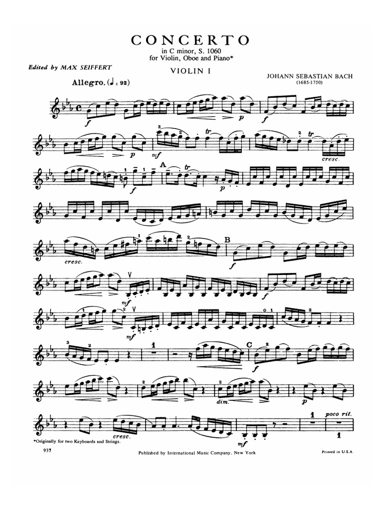 Bach - Koncert C-Moll Podwojny - Skrzypce I | PDF