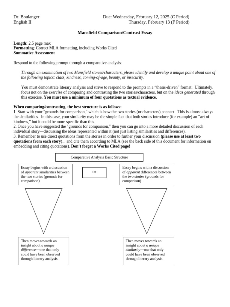 Mansfield Comparison Essay 2025 | PDF | Essays | Citation